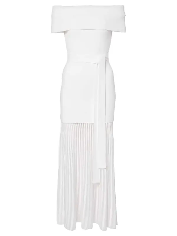 Rebecca Vallance Mariana Knitted Off-shoulder Midi Dress - White