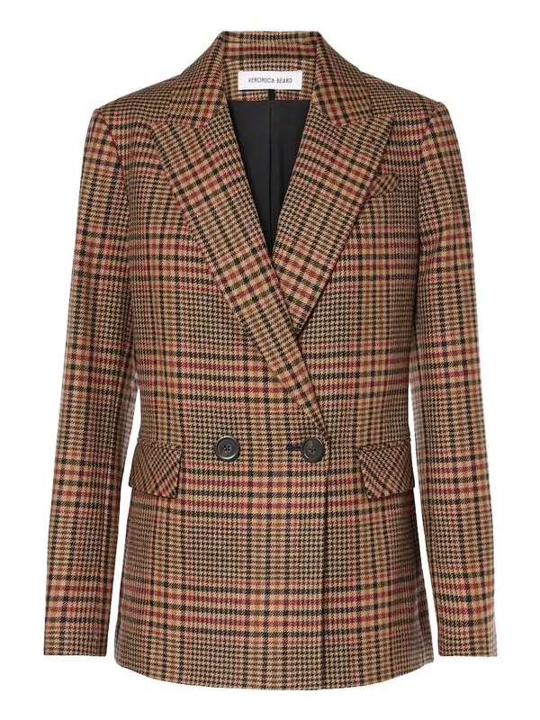 Veronica Beard Sevyn Plaid Virgin Wool Blazer - Brown