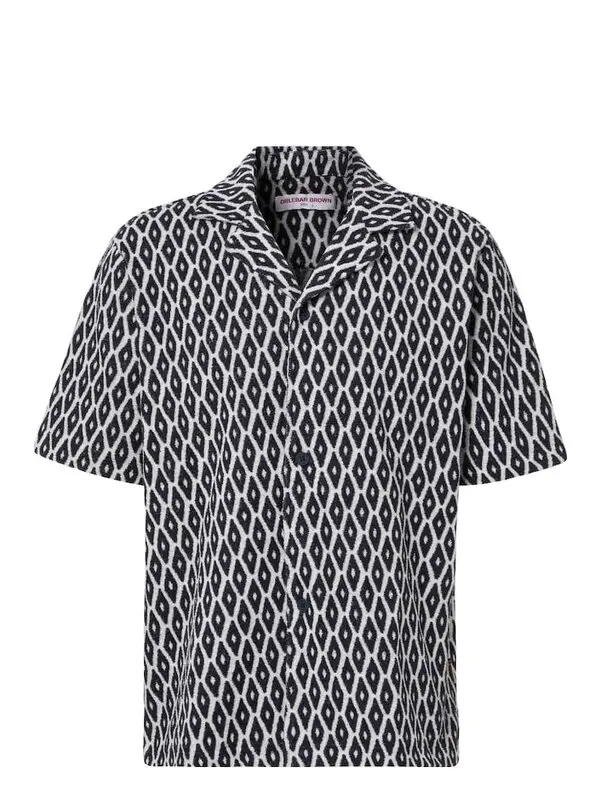 Orlebar Brown Printed Cotton-blend Terry Shirt - Black