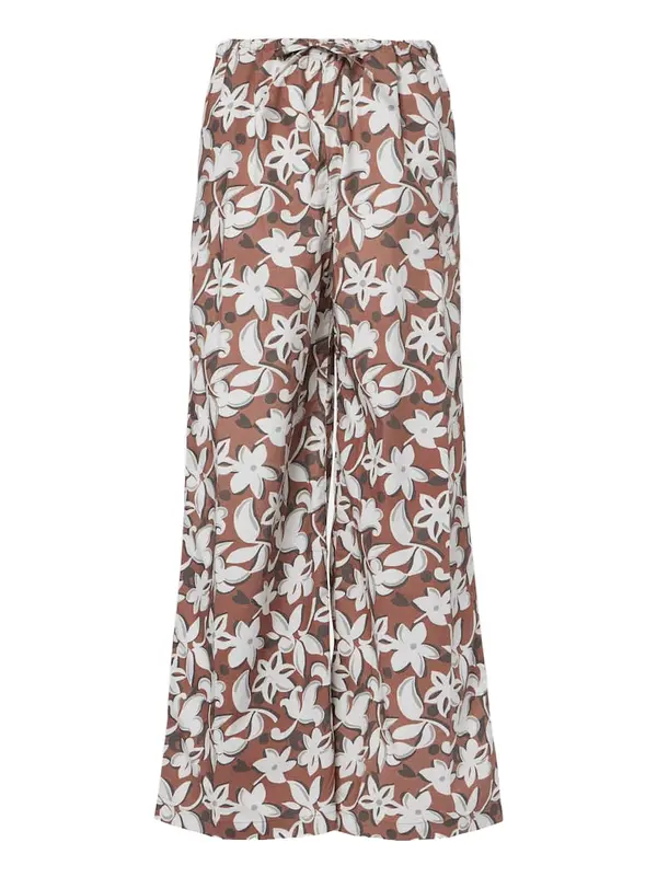 Faithfull The Brand Freja Floral Cotton Wide-leg Pants - Brown