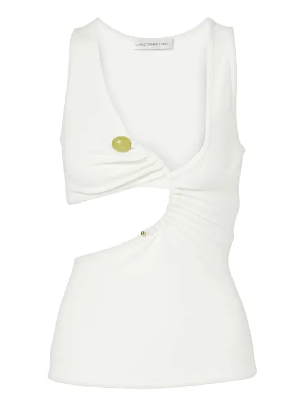 Christopher Esber Arc Stone Ribbed-knit Tank Top - White