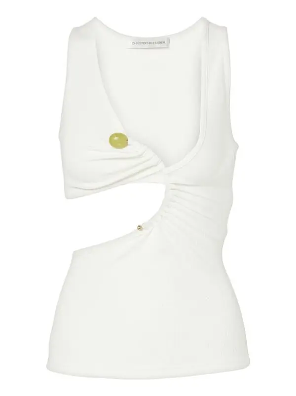 Christopher Esber Arc Stone Ribbed-knit Tank Top - White