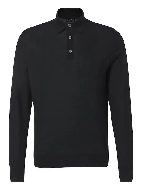 Zegna Wool Polo Shirt - Black