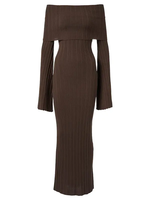 AYA MUSE Off-shoulder Maxi Dress - Brown