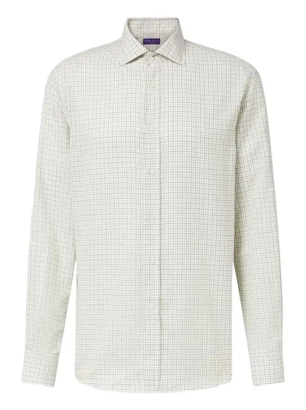 Ralph Lauren Purple Label Checked Cotton Shirt - White