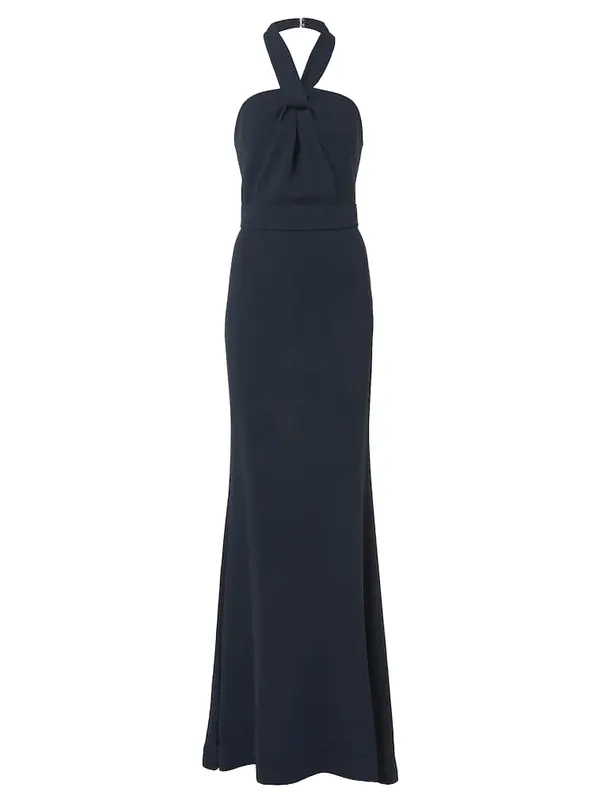 Elie Saab Halterneck Cady Gown - Blue