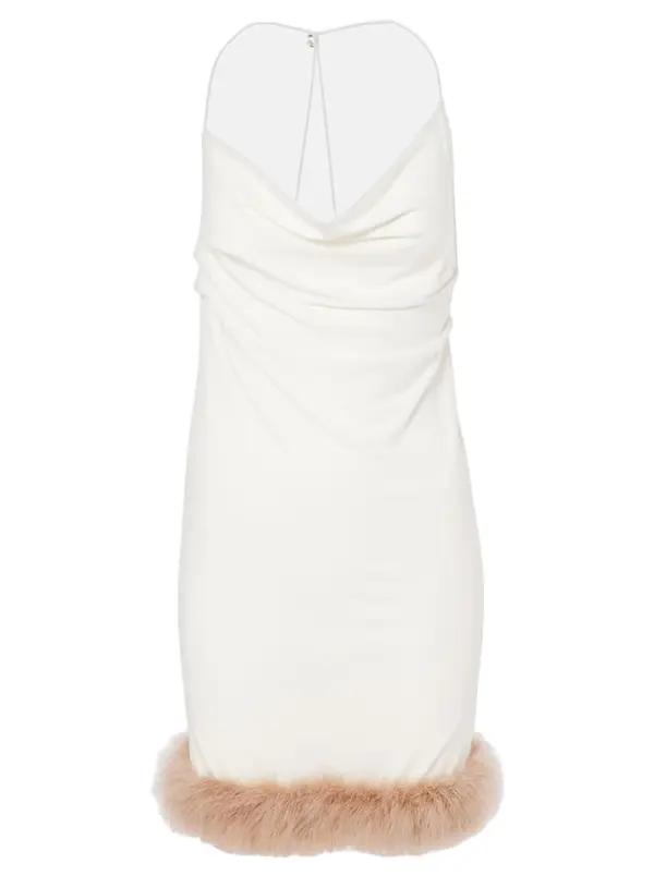 Coperni Boa Feather-trimmed Minidress - White