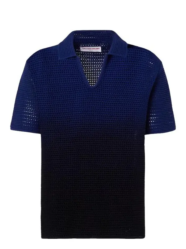 Orlebar Brown Cotton Crochet Polo Shirt - Blue