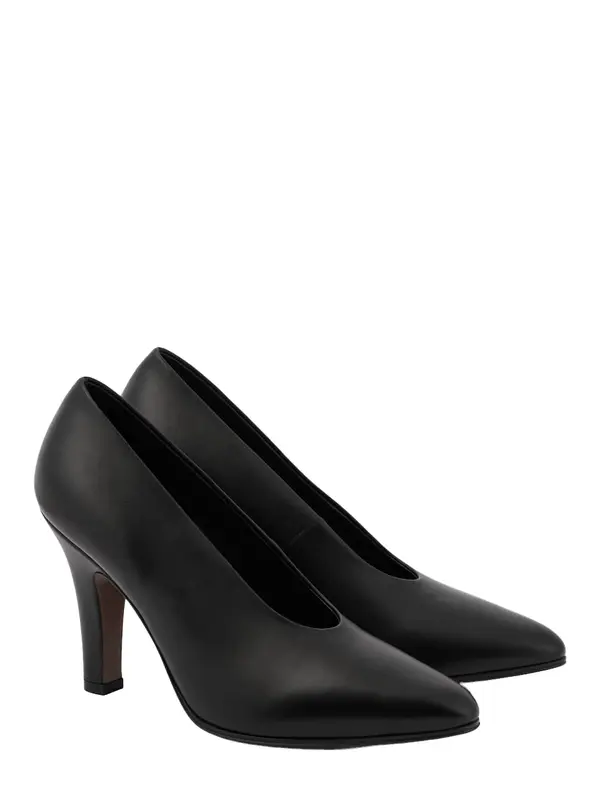 THE ROW Prudens 90 Leather Pumps - Black