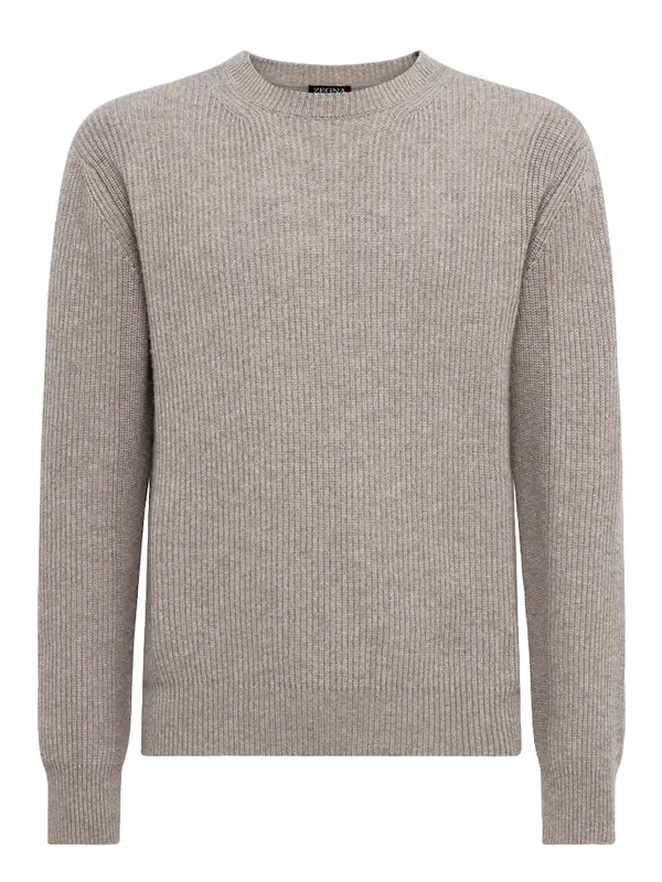 Zegna Ribbed-knit Cashmere Sweater - Beige