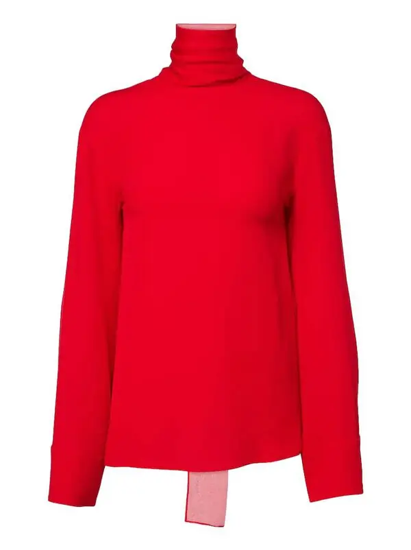 Valentino Garavani Wool And Silk Georgette Shirt - Red