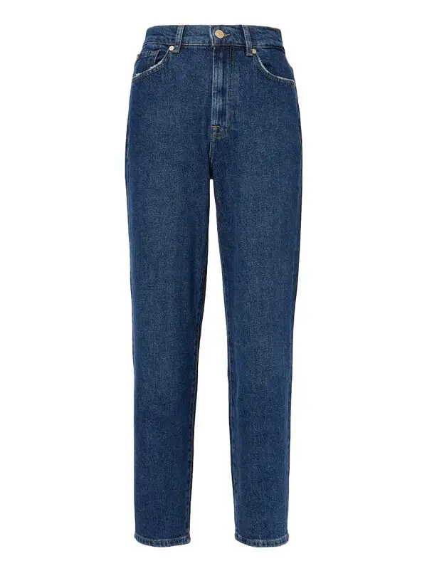 7 For All Mankind High-rise Cropped Straight Jeans - Blue