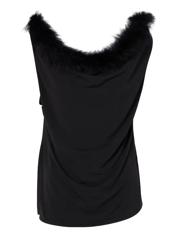 Coperni Boa Feather-trimmed Jersey Top - Black