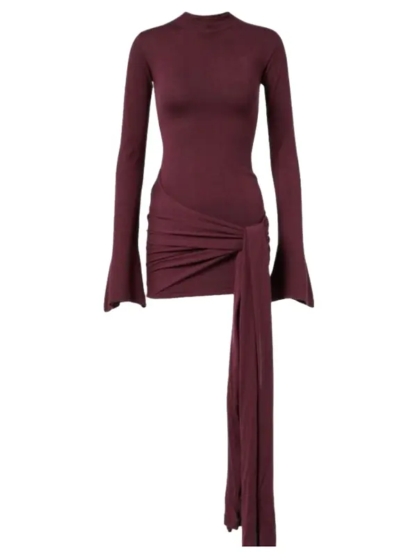 AYA MUSE Draped Silk-blend Jersey Minidress - Burgundy