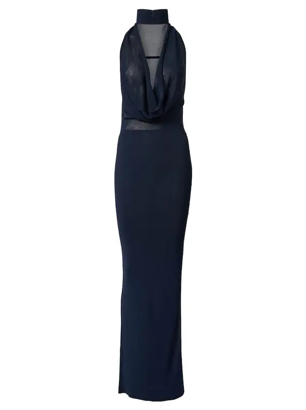 AYA MUSE Draped Halterneck Gown - Blue