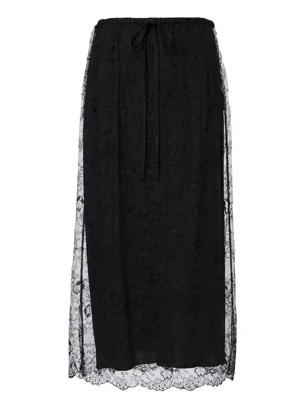 Valentino Garavani Floral Lace Midi Skirt - Black