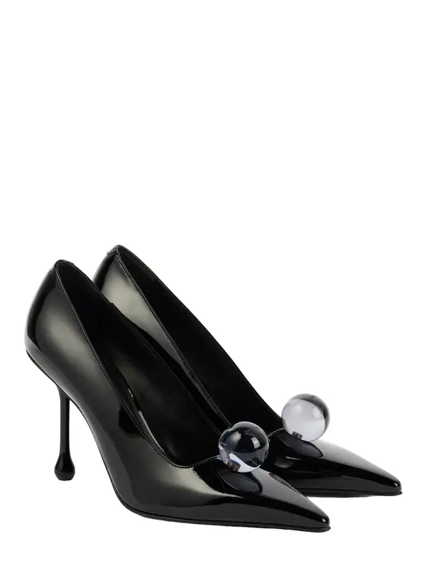 JIMMY CHOO Orb 95 Embellished Patent Leather Pumps - Black