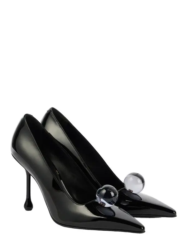 JIMMY CHOO Orb 95 Embellished Patent Leather Pumps - Black