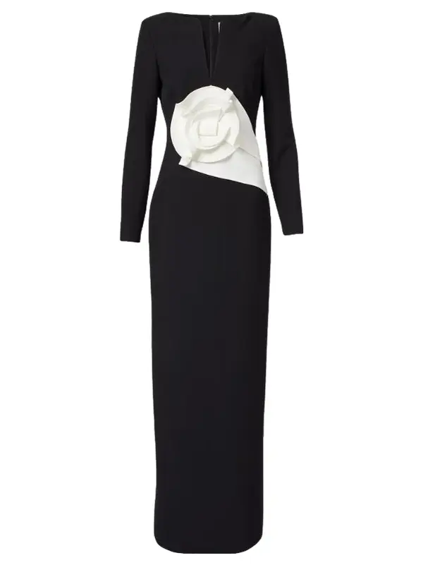 Roland Mouret Floral-appliqué Gown - Black