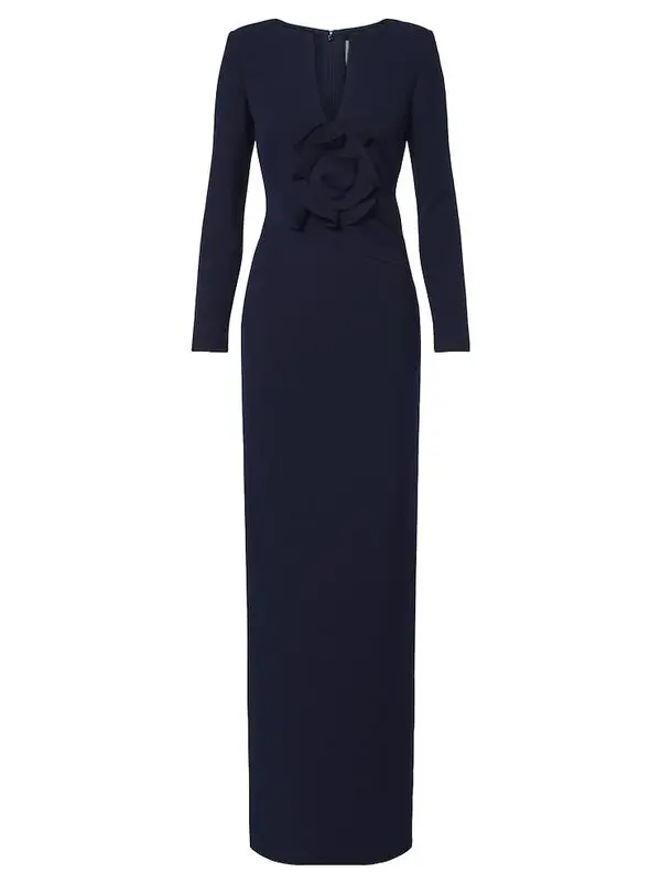 Roland Mouret Floral-appliqué Gown - Blue