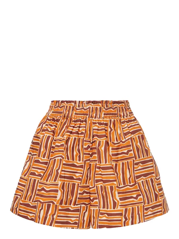 Faithfull The Brand Elva Printed Cotton Shorts - Brown