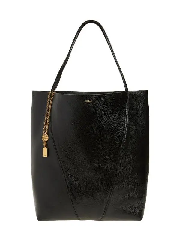 Chloé Large Spin Leather Tote - 001 Black