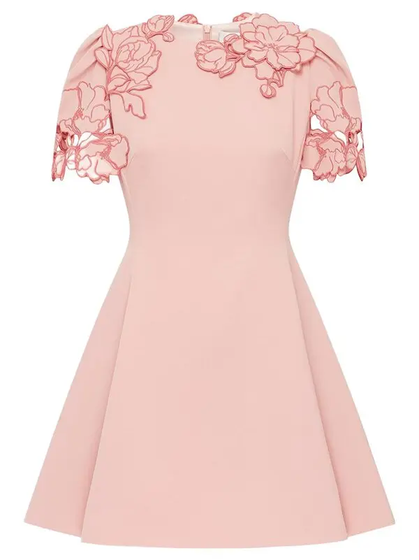 LEO LIN Elyse Appliqué Fit-&-flare Mini Dress - Light Rose
