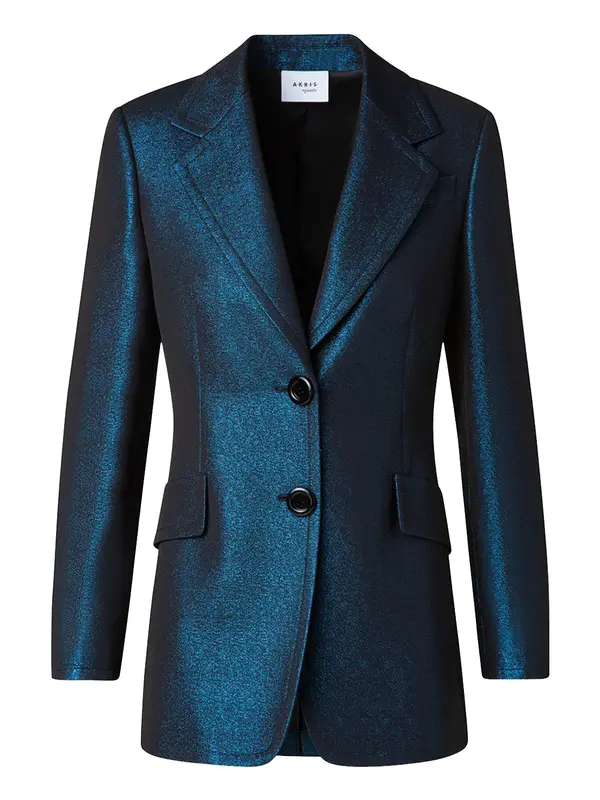 Akris Metallic Boyfriend Blazer - Metallic Night Sky