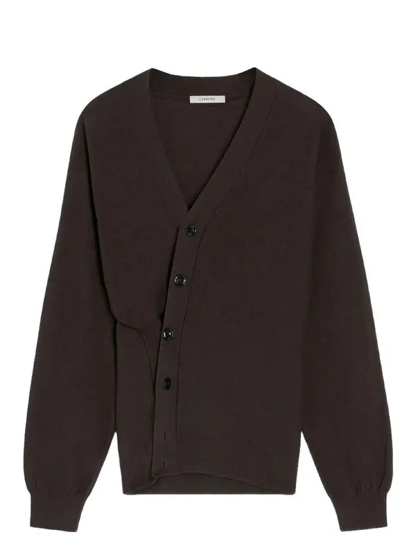 LEMAIRE V-neck Asymmetrical Cardigan - Brown