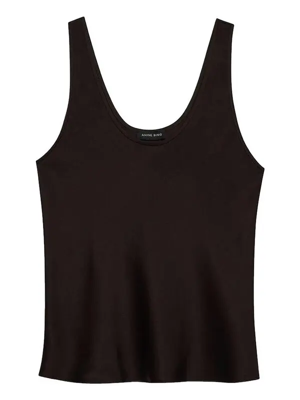 ANINE BING Sleeveless Silk Tank Top - Brown