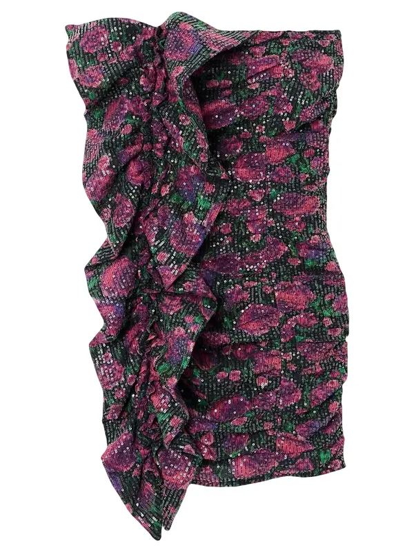 Remain Birger Christensen Layla Strapless Sequined Floral-print Mini Dress - Magenta