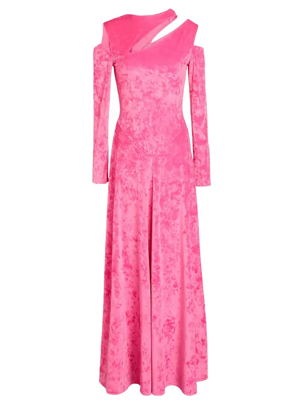 GANNI Cutout Stretch-velvet Maxi Dress - Pink