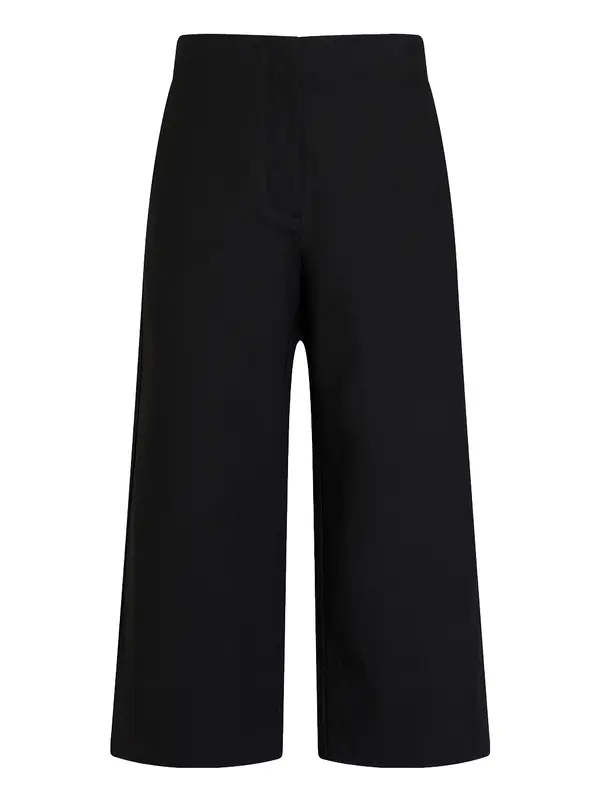 GANNI Cropped Wide-leg Cotton Trousers - Black