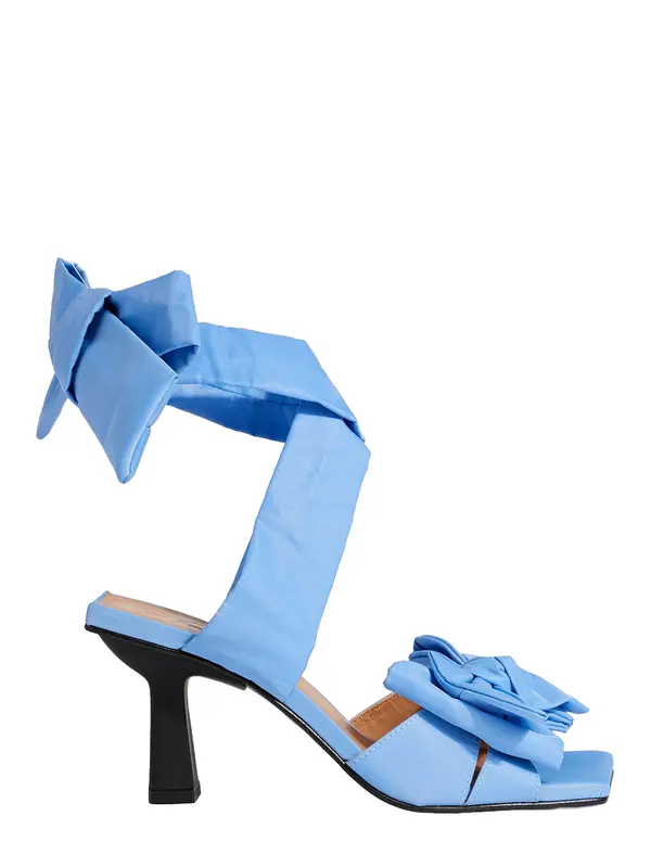GANNI Bow-detailed Faille Sandals - Light Blue