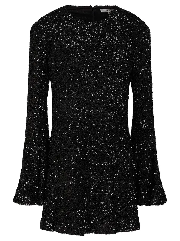 FRAME Sequined Tulle Mini Dress - Black