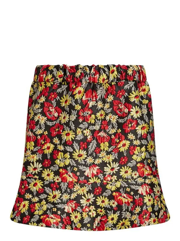 GANNI Floral-jacquard Mini Skirt - Black