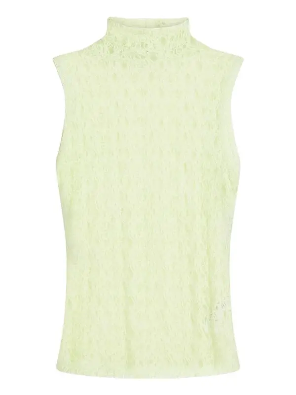 FRAME Stretch-lace Turtleneck Top - Light Green