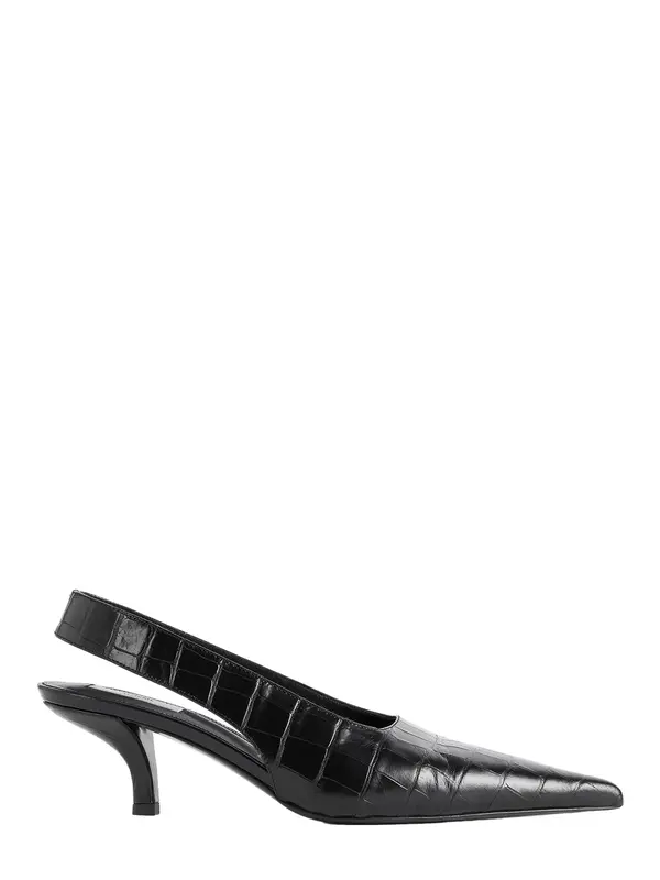 TOTEME Croco-embossed Slingbacks - Black