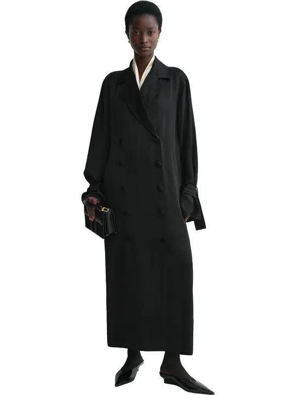 TOTEME Satin Trench Dress - Black