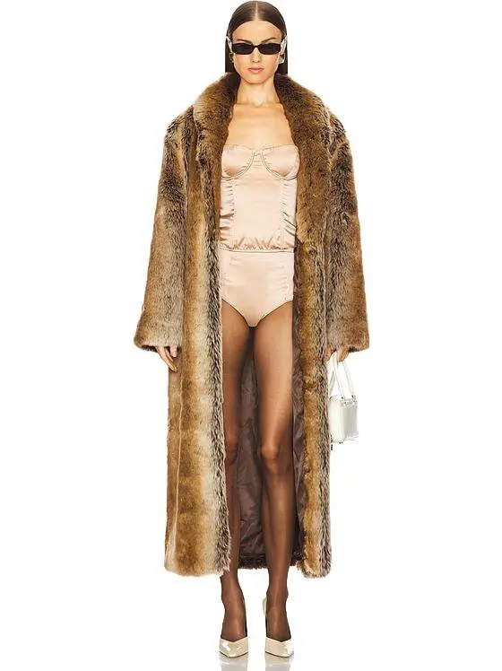 LOVERS AND FRIENDS Ernie Faux Fur Coat - Brown