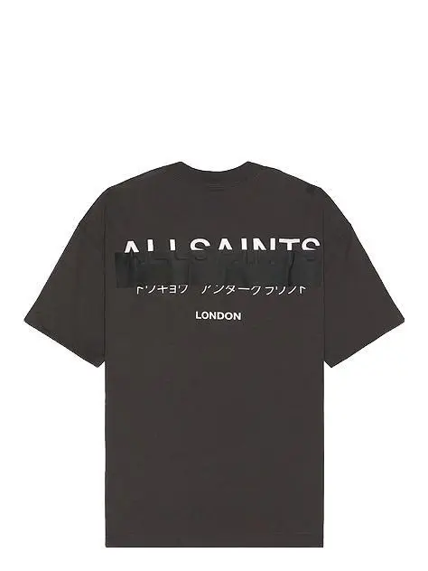 ALLSAINTS Redact Short Sleeve Crew In Black - Washed Black