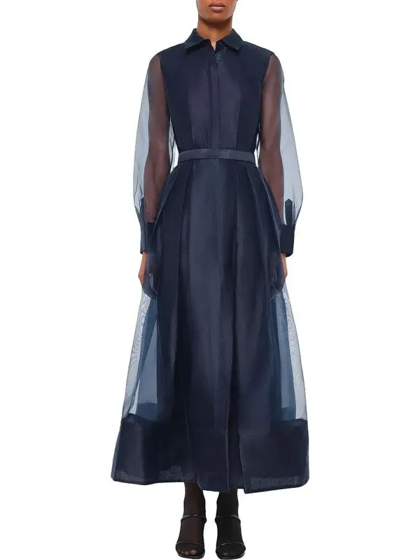 Simkhai Montgomery Organza Button-front Gown - Midnight