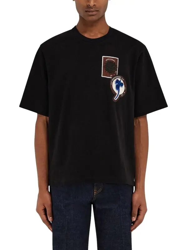 FERRAGAMO Logo Patch T-shirt - Black