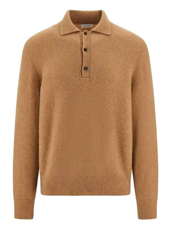 FERRAGAMO Knitted Polo Shirt - Brown