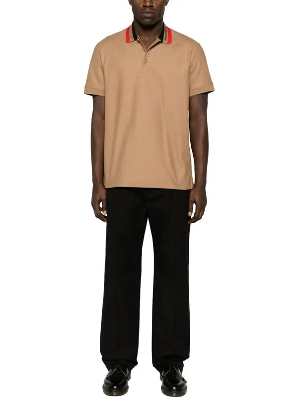 Burberry Contrasting-collar Cotton Polo Shirt - Brown