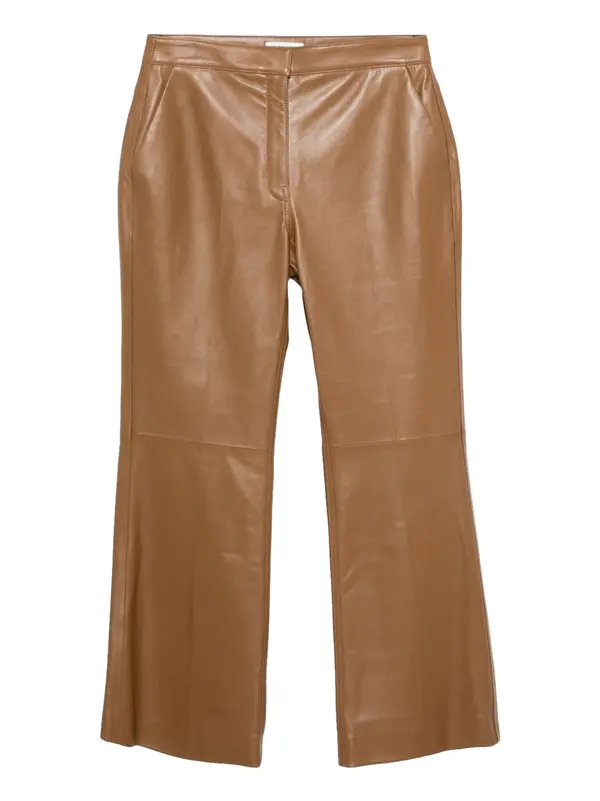 JIL SANDER Leather Trousers - Brown