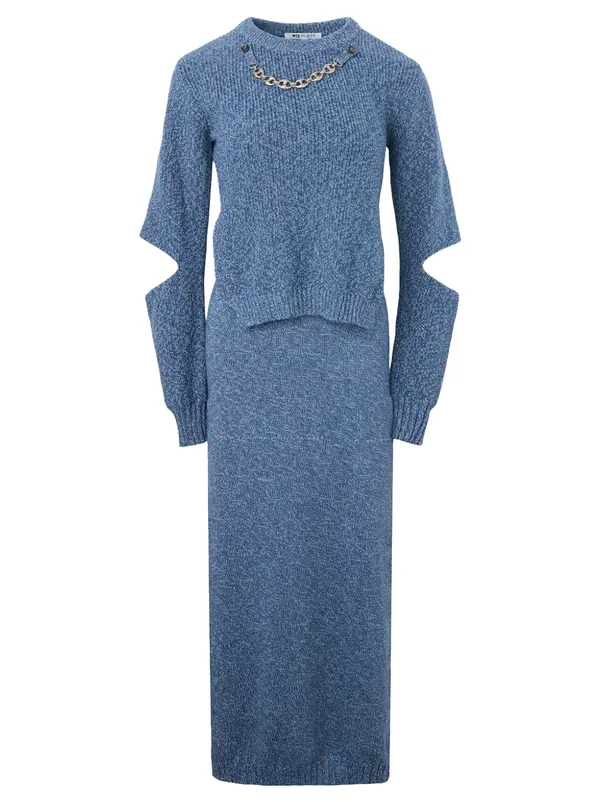 Ports 1961 Cut-out Knitted Dress - Blue
