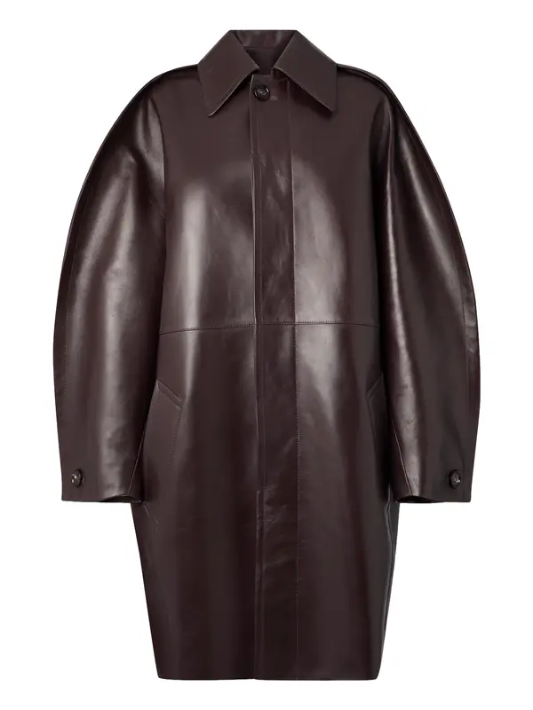 Bottega Veneta Paneled Leather Coat - Brown
