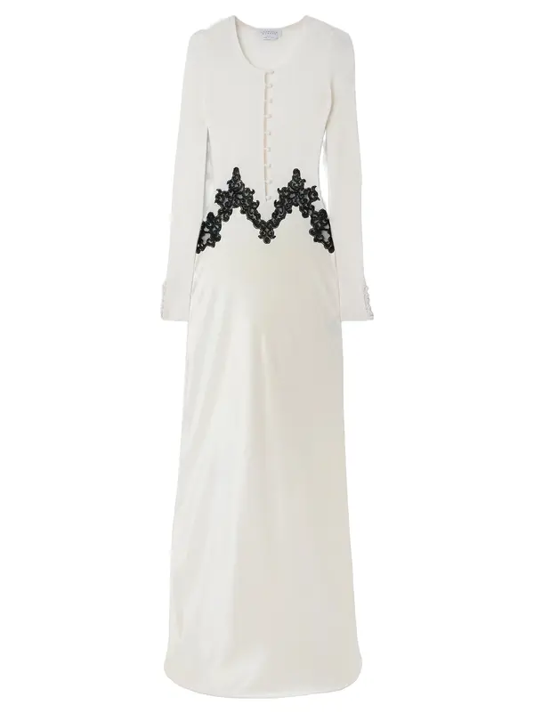 Gabriela Hearst Kerry Lace-trimmed Ribbed Cashmere-blend And Silk Maxi Dress - Ivory