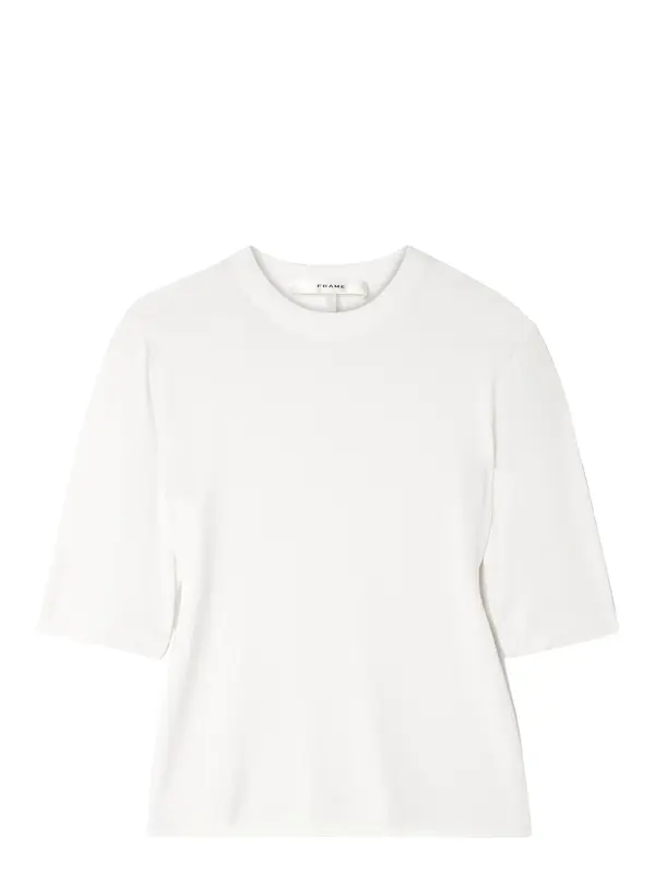 FRAME Ribbed Stretch-modal T-shirt - White